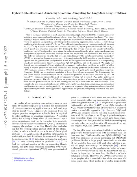 pdf hybrid gate based and annealing quantum computing for large size ising problems