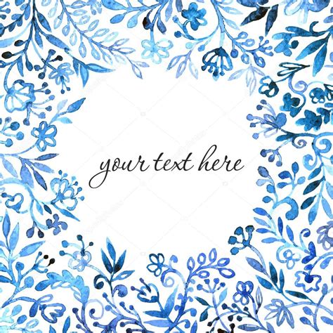Watercolor Blue Floral Frame Stock Vector Image By Oaurea