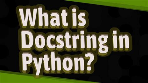 what is docstring in python youtube