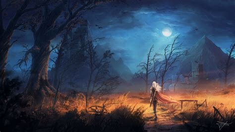 Fond D Cran Art Num Rique Guerrier Paysage Nuit P E Ch Teau