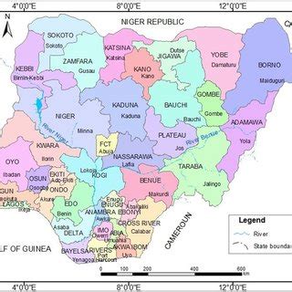 Nigeria Showing The Thirty Six States And The Federal Capital Territory