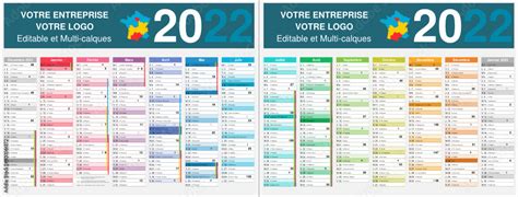 Vecteur Stock Calendrier 2022 14 Mois Avec Vacances Scolaires