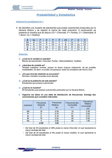 Producto Acad Mico N Estadistica Y Proba Probabilidad Y