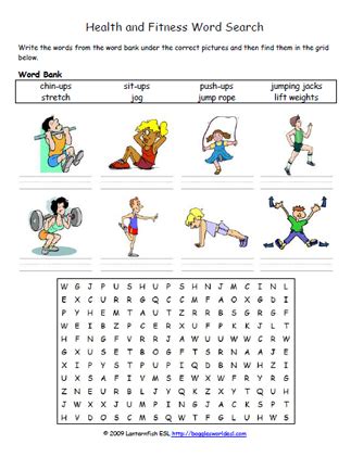 Health And Fitness Word Search Worksheets Library
