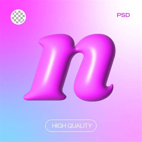 Premium Psd Glossy Pink Alphabet With Shine D Letter N