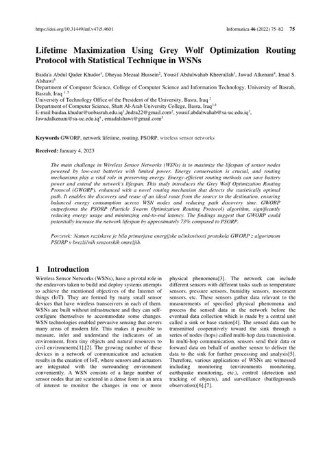 pdf lifetime maximization using grey wolf optimization routing protocol with statistical