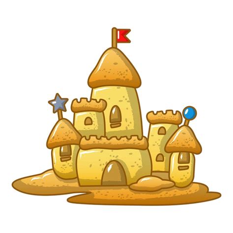 Icono de castillo de arena grande Ilustración de dibujos animados de