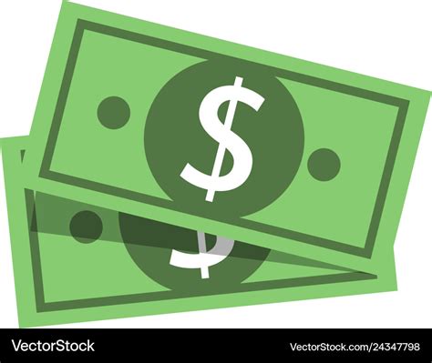 Flat Design Dollar Money Cash Icon Royalty Free Vector Image