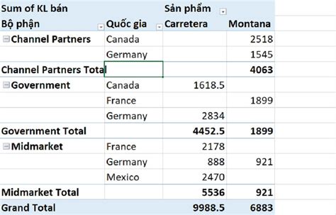 Pivot Table L G H Ng D N C Ch D Ng Pivot Table C B N B T Ch Xanh