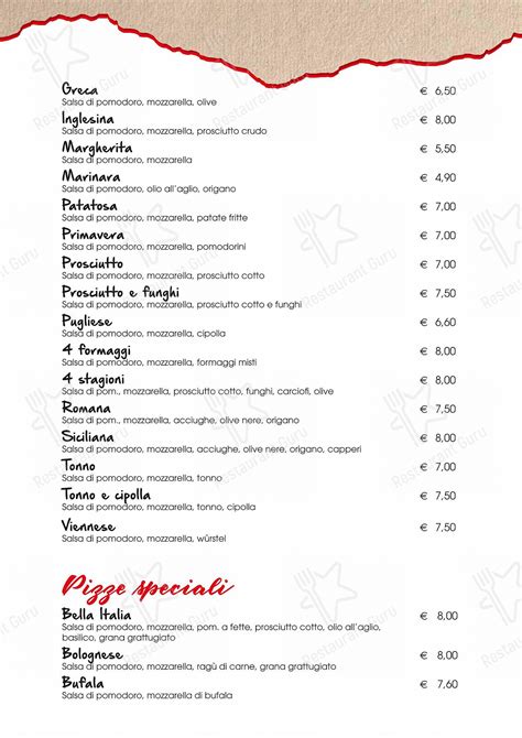 Menu At Pizzeria Ristorante Capovolta Padua