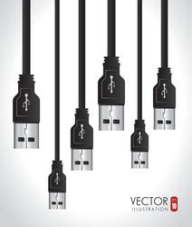 Realistic Usb Types Smartphone Ports Cables Vector Image