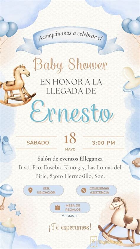 Invitación interactiva Baby shower Caballito Niño Diginvitacion