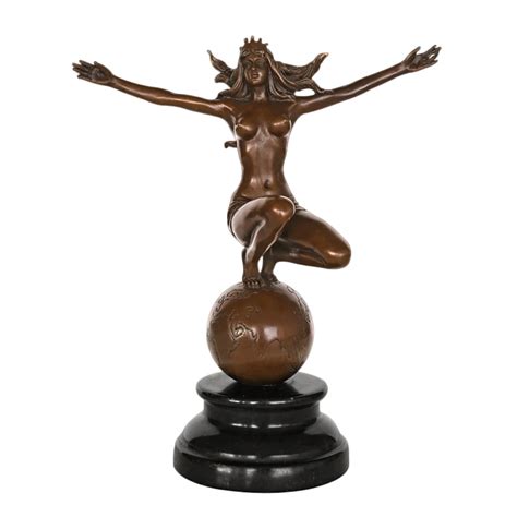 Universe Goddess Bronze Statue Figurine Nude Female Sculpture