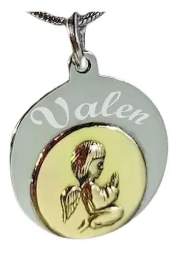 Dije Acero Quir Rgico Oro Angel Protector Grabado Garant A