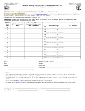 Fillable Online Form Federal Raptor Propagation Seamless