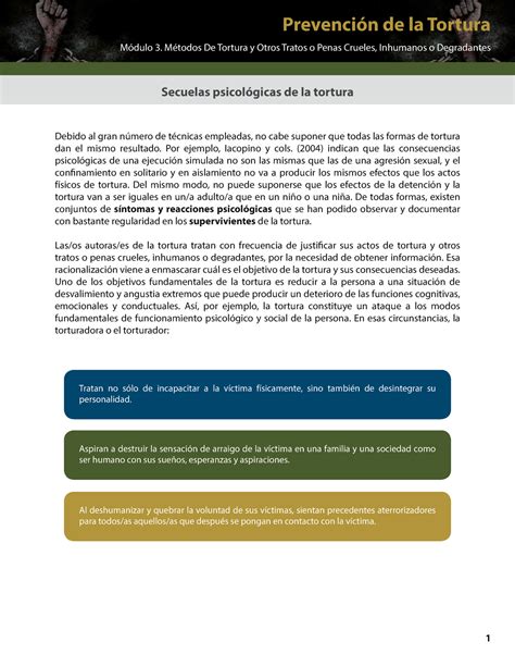 Secuelas DE LA Tortura 1 Prevención de la Tortura Módulo 3 Métodos