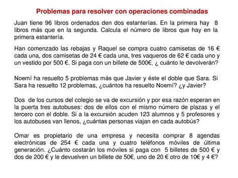 OPERACIONES COMBINADAS Ejercicios Y Problemas Ppt Descargar