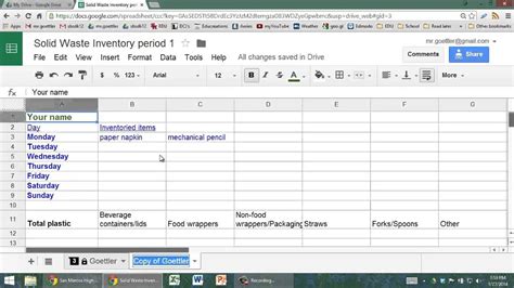 Solid Waste Inventory How To Set Up Spreadsheet Youtube