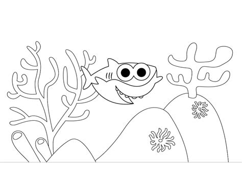 Bebé Tiburón Nadando para colorear imprimir e dibujar ColoringOnly