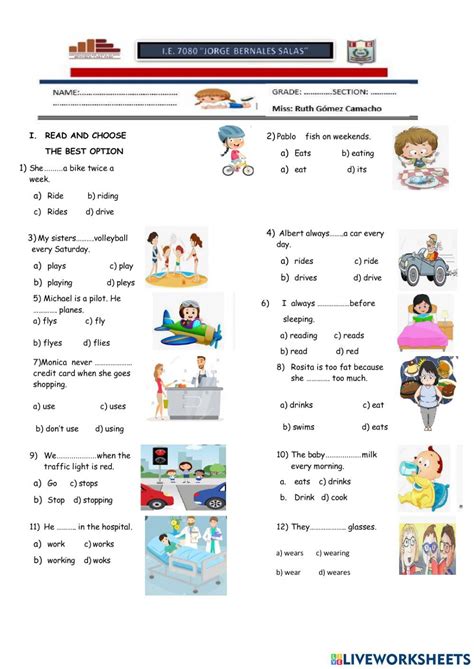 Simple Present Tense Affirmative Form Worksheet Simple Present Tense