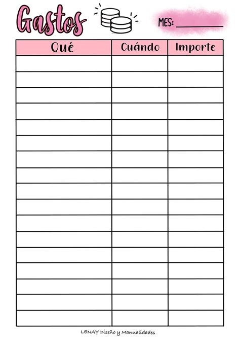 Planner De Gastos Para Imprimir