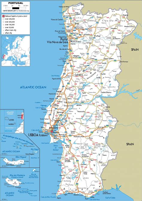 Portugal Mapa Politico Mapa Pol Tico De Portugal Zona Sur En La
