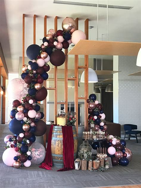 Burgundy Navy And Rose Gold Wedding Balloon Garland Stylish Soirees