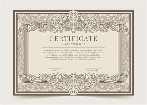 Plantilla De Certificado Ornamental Dibujado A Mano Grabado Vector Gratis
