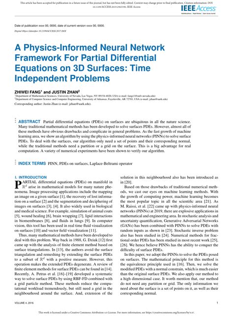 pdf a physics informed neural network framework for partial differential equations on 3d