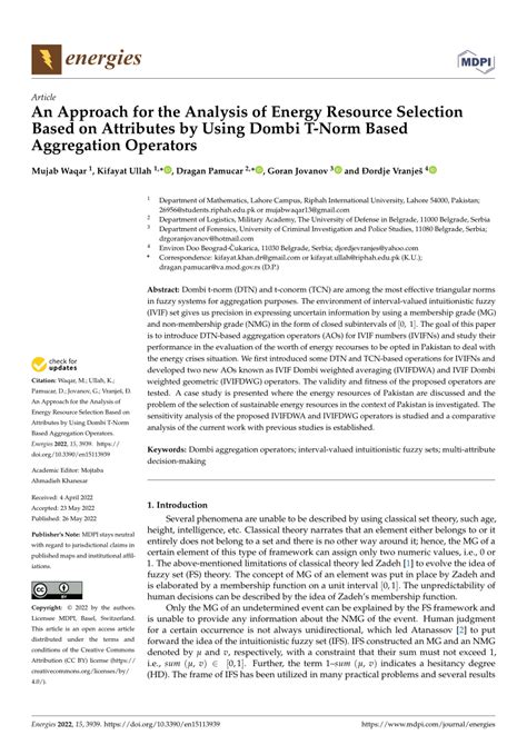 pdf an approach for the analysis of energy resource selection based on attributes by using