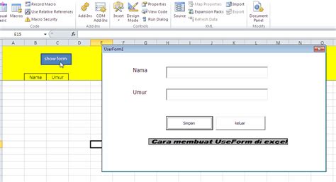 tutorial excel vba membuat form entry data sederhana berikut contoh full version update