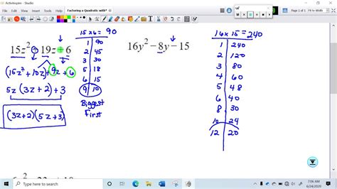 Factoring Quadratics With A Leading Coefficient Greater Than