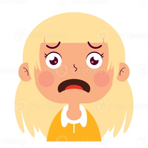 Chica Sorprendida Cara Dibujos Animados Lindo Png