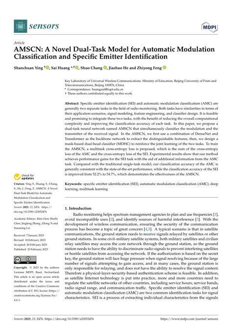 pdf amscn a novel dual task model for automatic modulation classification and specific