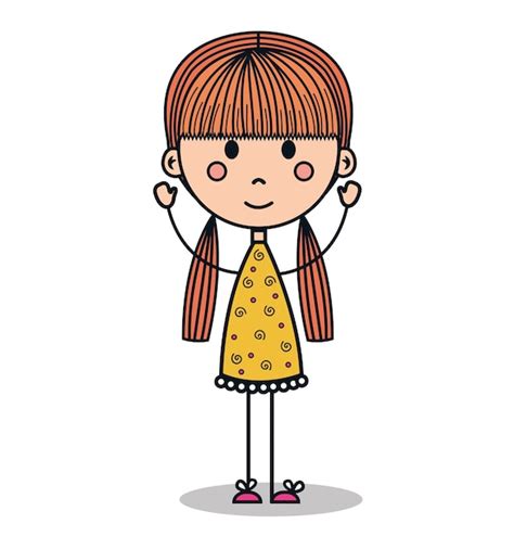 Mignonne Petite Fille Dessin Conception D Illustration Vectorielle