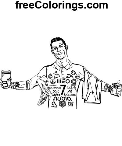 Cristiano Ronaldo heureux Coloriages gratuits à imprimer