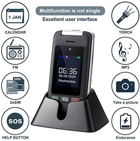 Artfone Téléphone Portable Senior à Clapet Débloqué avec Grandes
