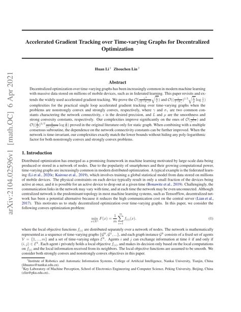 pdf accelerated gradient tracking over time varying graphs for decentralized optimization
