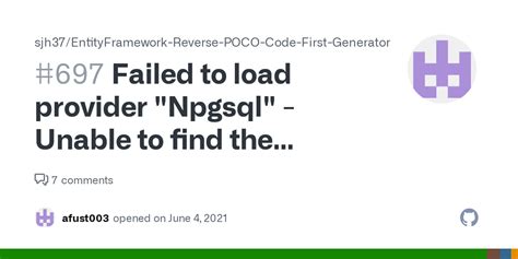 Failed To Load Provider Npgsql Unable To Find The Requested Net