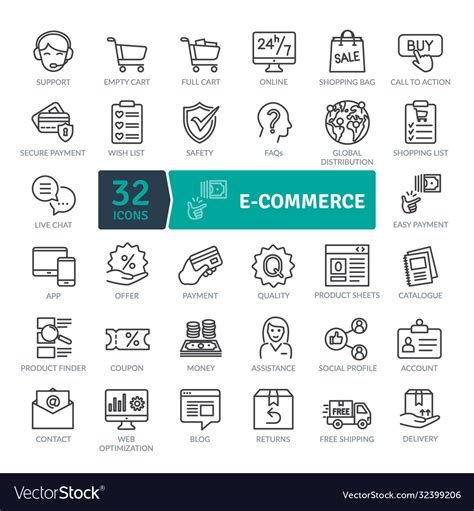 E Commerce Icon Pack Royalty Free Vector Image