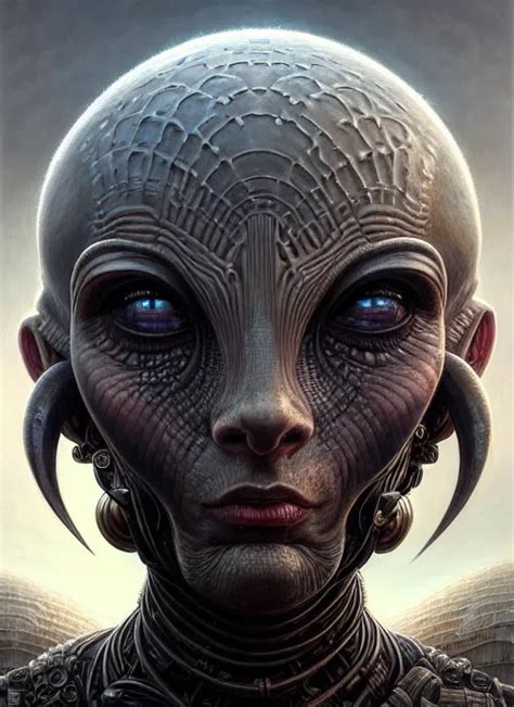 Closeup Portrait Shot Of A Alien Warrior In A Scenic Stable Diffusion