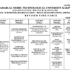 Jntuk I B Tech Ii Sem Revised Time Table Aiming In India