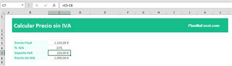 Cómo calcular el IVA en excel PlanillaExcel