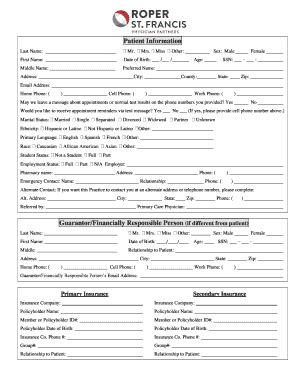 Fillable Online Patient Information Form Mt Pleasant OB GYN Fax