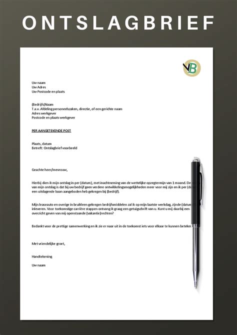 Ontslagbrief Professionele Voorbeeld Brieven Gratis