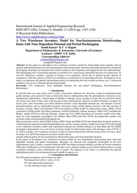 pdf fuzzy inventory model for deteriorating items with time dependent demand and partial