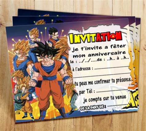 CARTES INVITATION ANNIVERSAIRE Dragon Ball Par 4 Ou 12 EUR 5 85