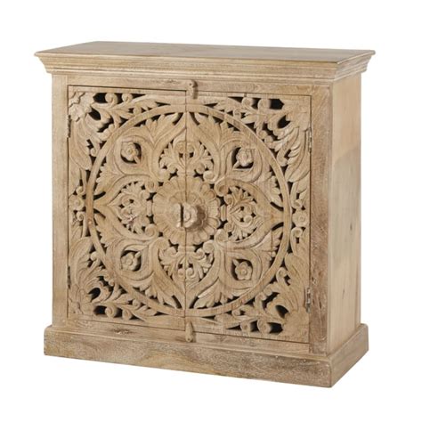 Buffet 2 portes en bois de manguier massif sculpté Himalaya Maisons