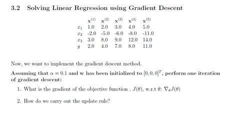 solved 3 2 solving linear regression using gradient descent