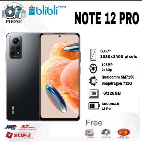 Promo Xiaomi Redmi Note 12 Pro 4G 6 128GB 8 256 GB Garansi Resmi